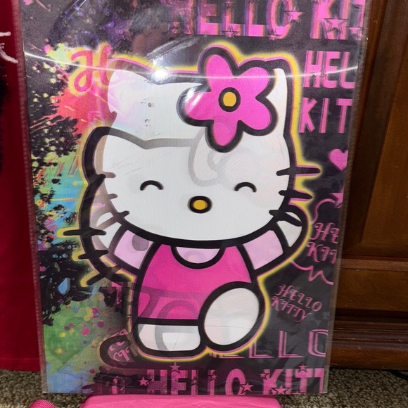 Other | Hello Kitty Pink Wall Art Holographic Poster | Poshmark